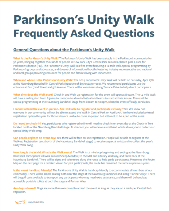 2024 Parkinson's Unity Walk | Parkinson's Disease